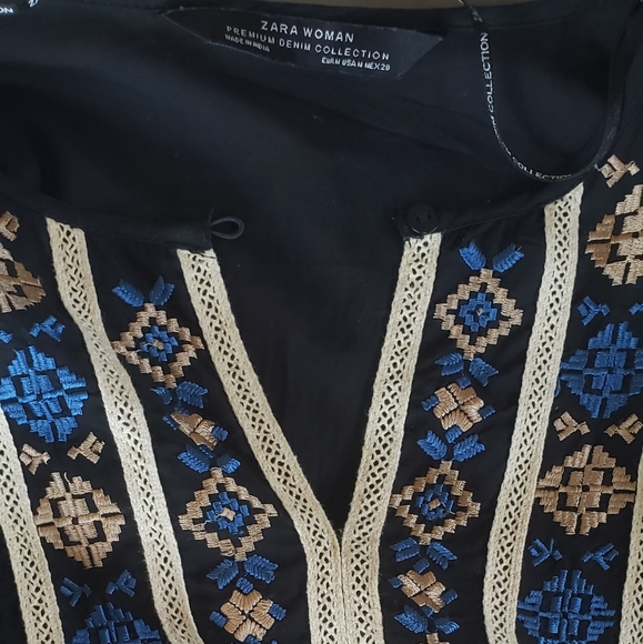 Zara | Tops | Zara Premium Collection Embroidered Top Medium | Poshmark